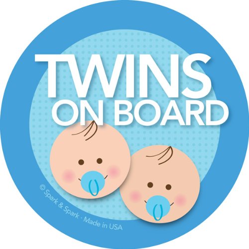 Amazon.com : Twins on Board Car Sticker - Brunette Twin Boys on Board ...