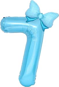 Amazon.com: Light Blue 7 Balloon Number Blue Birthday Decorations for ...