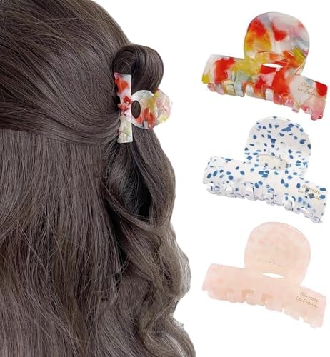 Amazon.com : Small Hair Clips for Women, 2.4" Acetate Cute Hair Claw ...