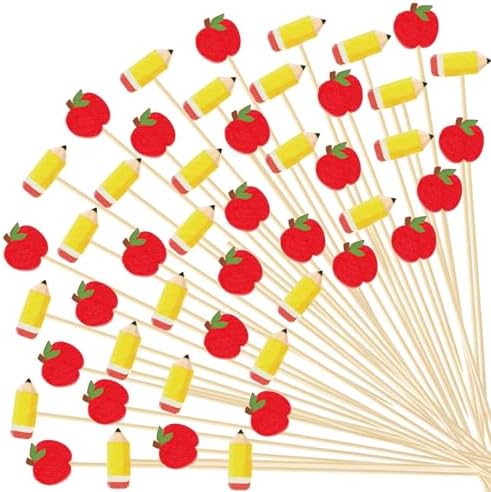 Amazon.com | Whaline 200Pcs Apple Cocktail Picks Back to School Pencil ...