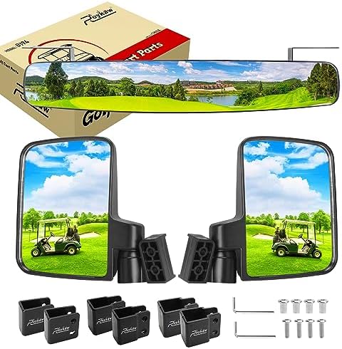 Amazon.com : Roykaw Golf Cart No Drilling Folding Side Rearview Mirror ...