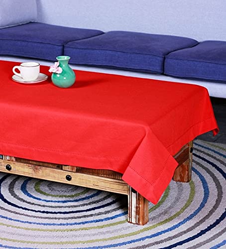 Buy Lushomes Center Table Cover, Cotton Red Plain Dining Table Cover ...
