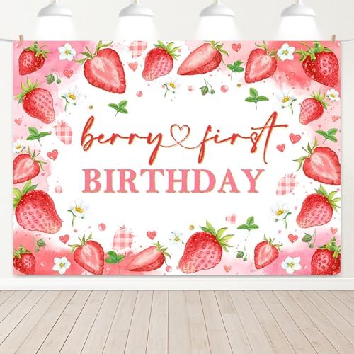 Amazon.com : Avezano 7x5ft Berry First Birthday Backdrop Strawberry 1st ...