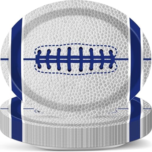 Amazon.com: Large 50 Pcs Football Plates Cowboys Party Oval Paper ...