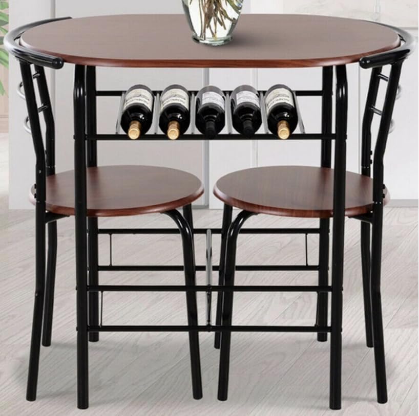 Small Table and 2 Chairs Rustic Metal Compact Breakfast Dining Room ...