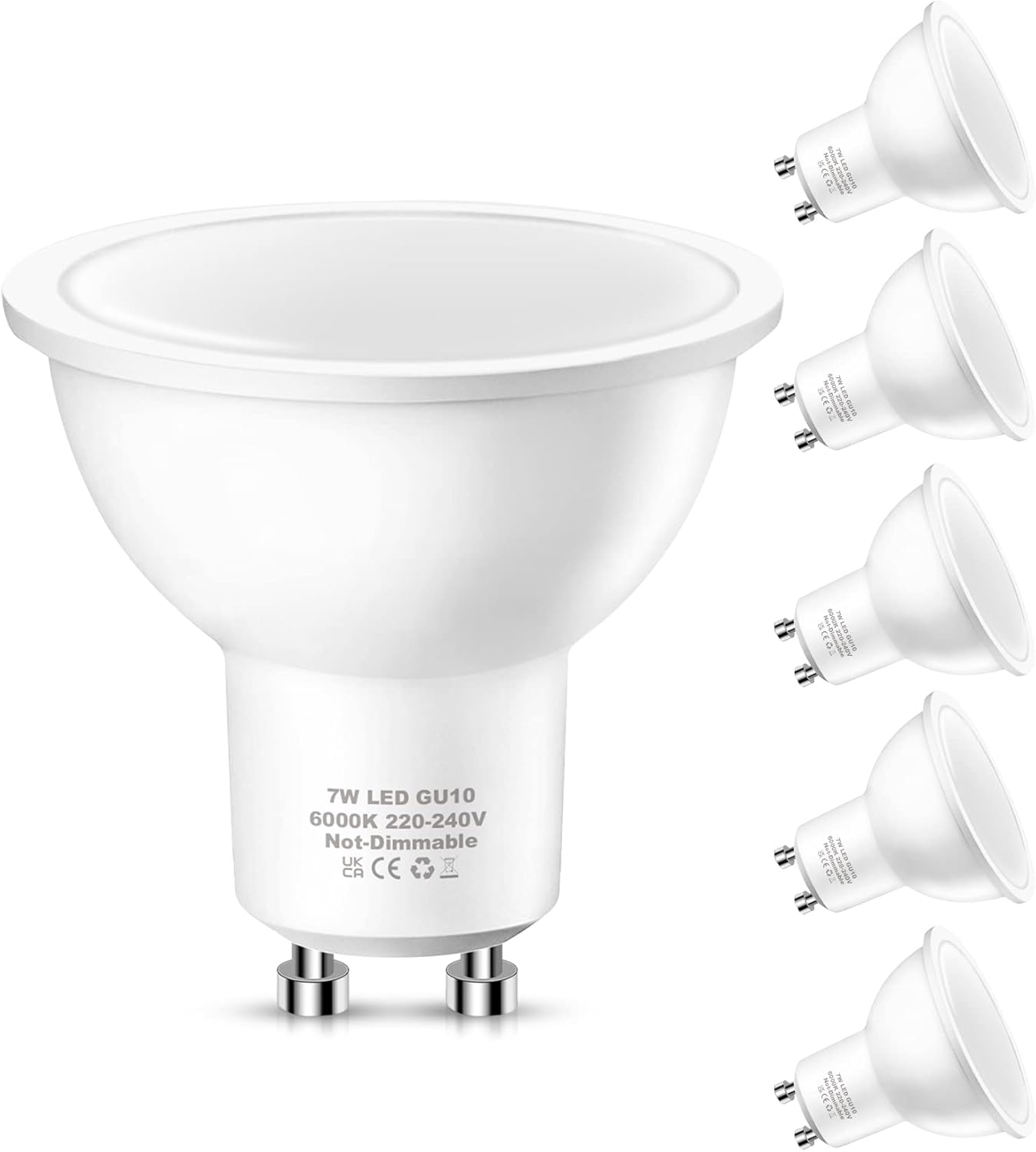 Flaspar GU10 LED Bulbs Cool White 6000K, 60W Halogen Spotlight Bulb ...