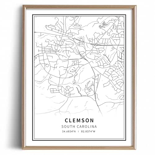 Amazon.com: Clemson South Carolina Poster - Minimalist Black White Wall ...