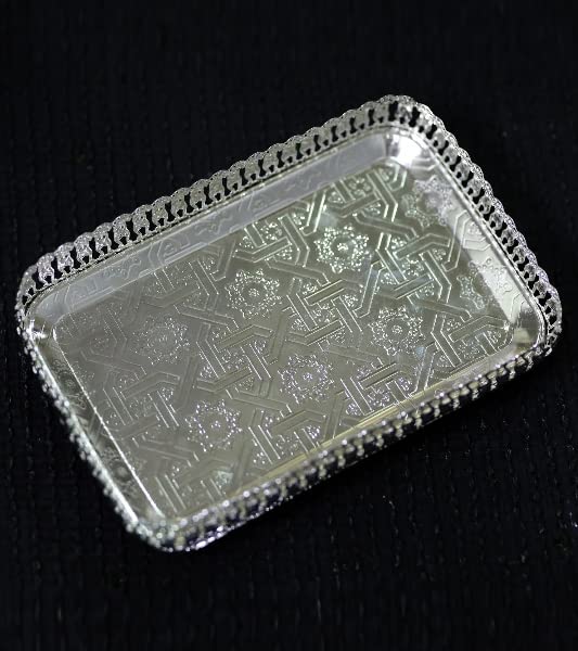 Luckypot German Silver Rectangular Tray Size : 9 Inches Weight : 250 ...