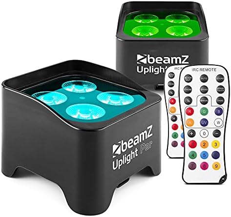 BeamZ BBP90 Wireless Uplighters Package with 2X Battery Powered RGB-UV ...