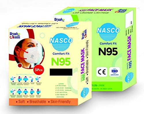 Nasco Face Mask N 95 Comfort Fit (White) 5 Pieces Pack : Amazon.in: Beauty