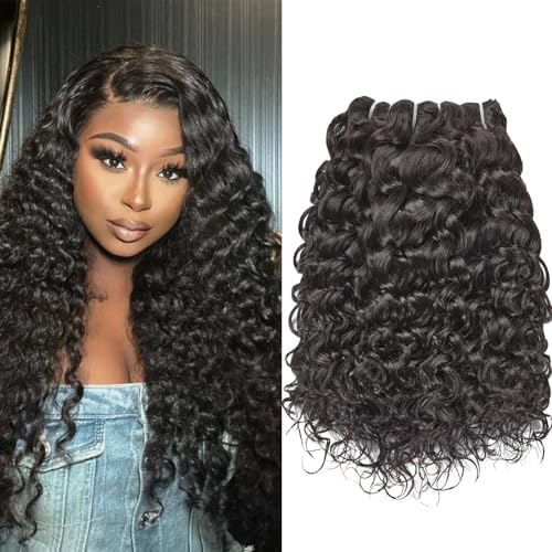 Amazon.com : WEQUEEN 100% Human Hair Bundles Premium Wet and Wavy Water Wave Bundles 16A ...