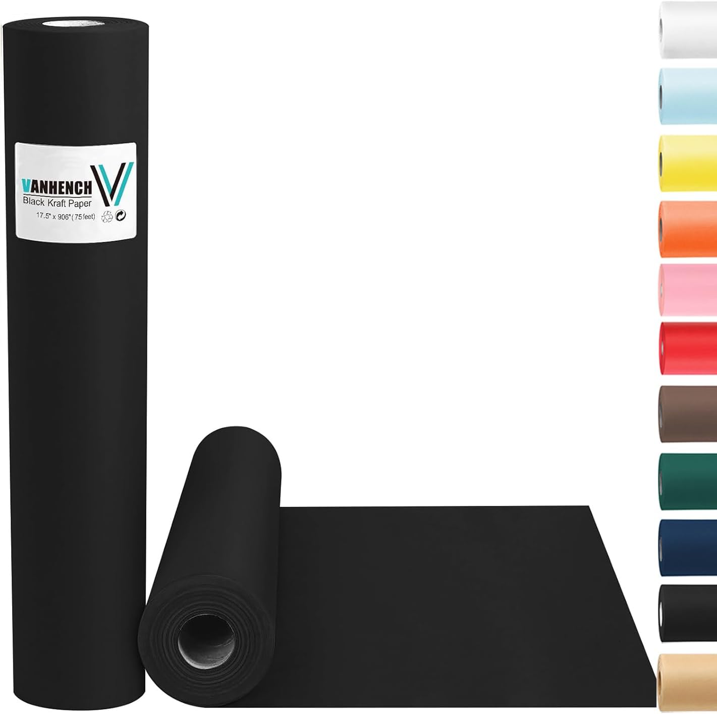 Amazon.com: Vanhench Black Wrapping Paper 17.5"×906"(75'), Birthday ...