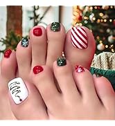 Amazon.com: Christmas Red French Press on Toenails Short Square Fake ...