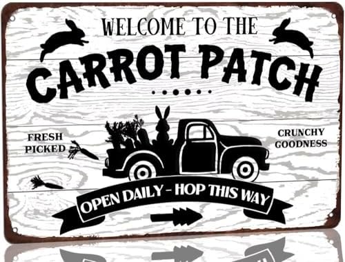 Amazon.com : Welcome To The Carrot Patch Metal Tin Sign Vintage Rabbit ...