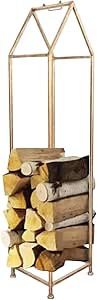 Amazon.co.jp: Firewood Rack Extra Tall Firewood Holder Gold Black ...