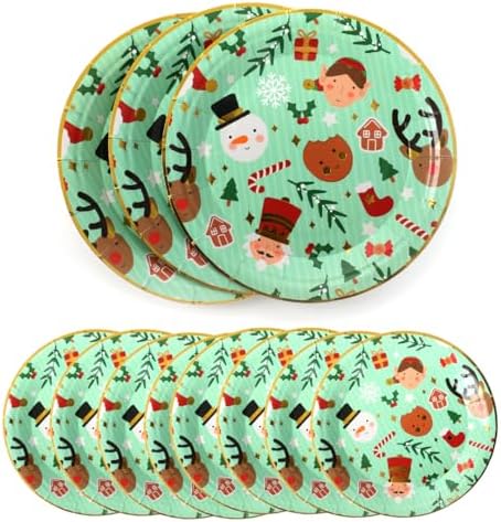 Christmas Plates Pack of 50 Green Plates with Christmas Character ...