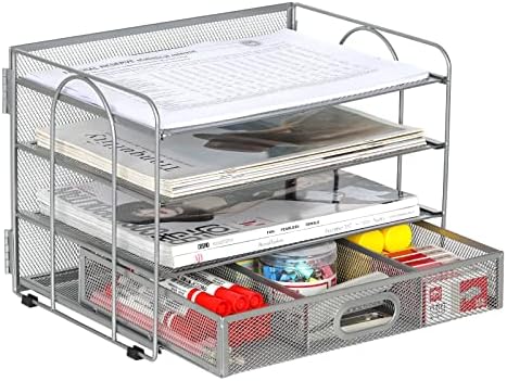 EasyPAG 4 Tier Desktop A4 Mesh in Tray Office Desk Tidy File Holder ...