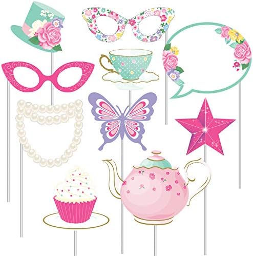 Amazon.com: CC HOME 25CT Tea Party Photo Booth Props,Floral Party ...
