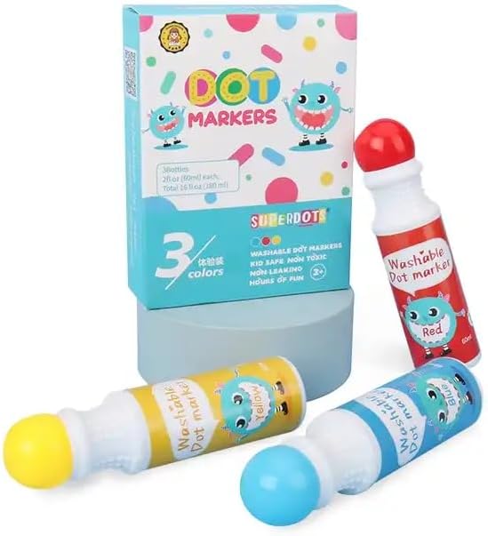 Levin 3 colors super dots washable no mess safe kids marker pens dot ...