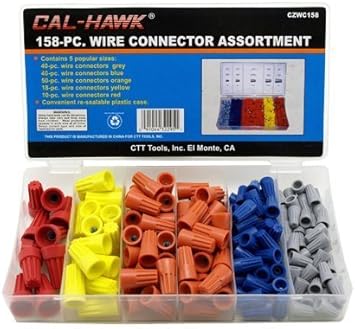 Amazon | Cal-hawk Wire Connectors - 158 Pieces, with Plastic Storage ...