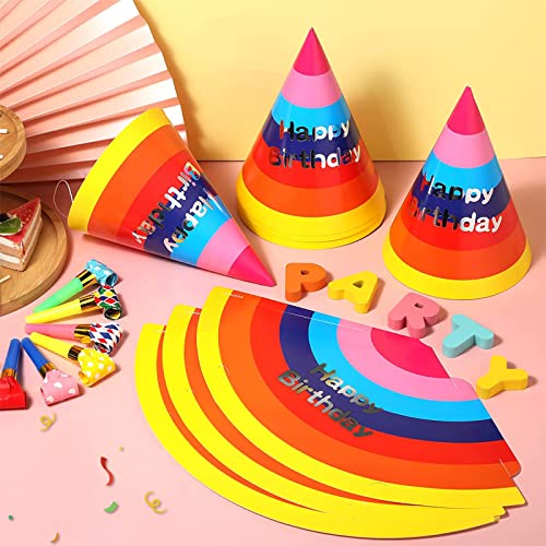 Kids Birthday Party Hats,20 Pieces Rainbow Birthday Party Hats,Colorful ...