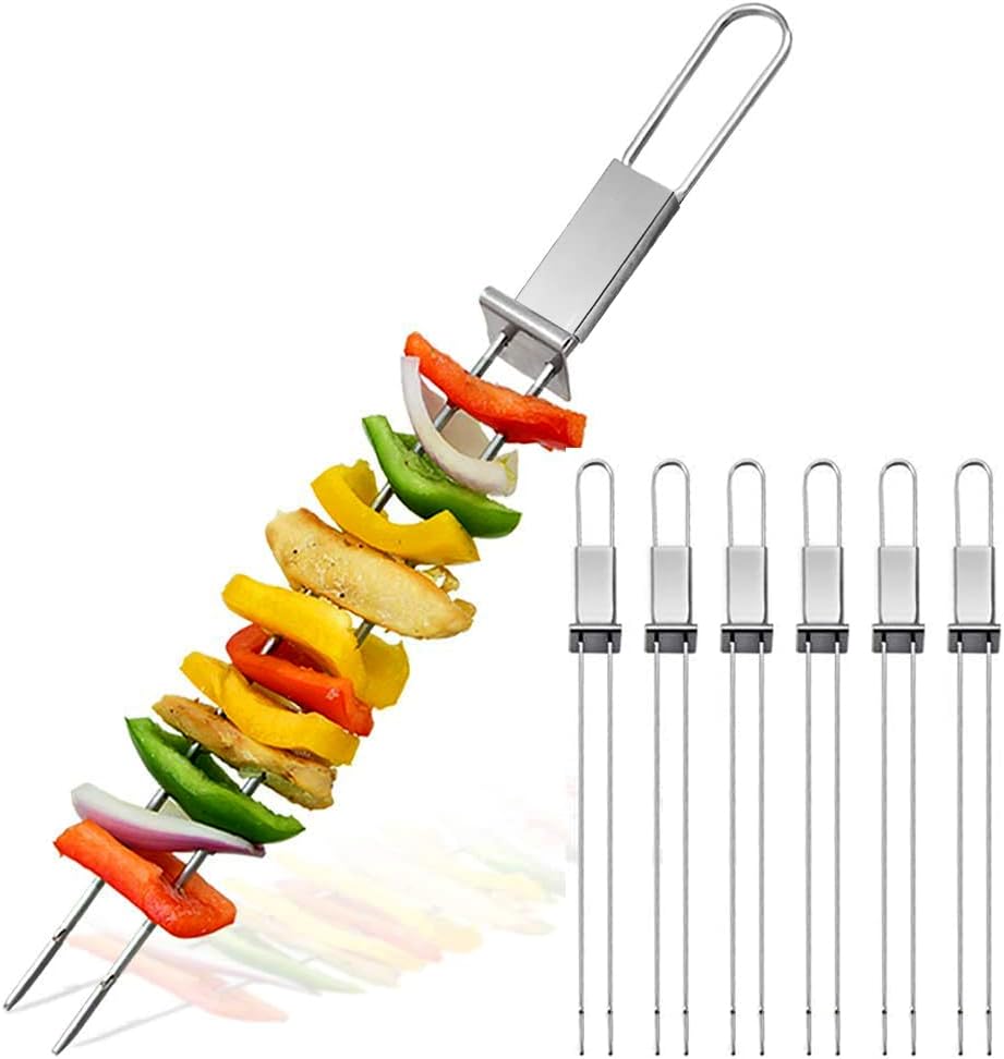 Amazon.com : Skewers for Grilling- 13" Metal Skewers for Kabobs with ...
