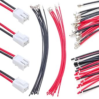 Amazon | Keszoox Jst VH 3.96mm 2ピンコネクタソケットキット 合計10セット 210MM 18AWG 圧着済みケーブルワイヤー Jst-VH 2ピンコネクター ...