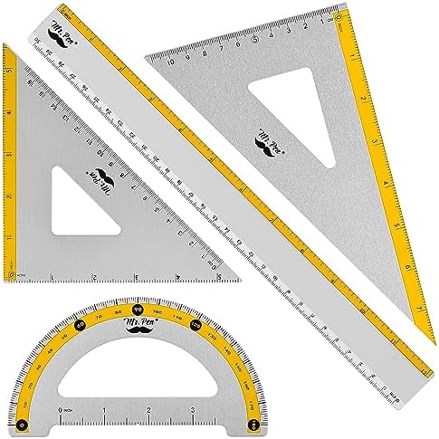 Amazon.com : Joyangy 4 Pack Blue Metal Math Geometry Tools Aluminum ...