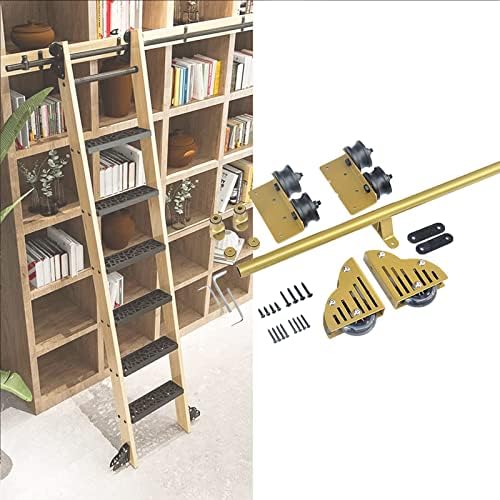 Amazon.com: Sliding Ladder Hardware Full Set Library Rolling Ladder ...