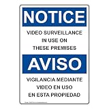 ・ブランド:ComplianceSigns・製造元:ComplianceSigns・製造元/メーカー部品番号:ONB-6340-PL-14x10・OSHAスペイン語テキストフォーマットがお客様から屋内セキュリティカメラの英語のメッセージクリ...
