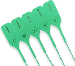 100 X Green Security Tags Numbered Pull Ties Secure Anti-Tamper Seals ...