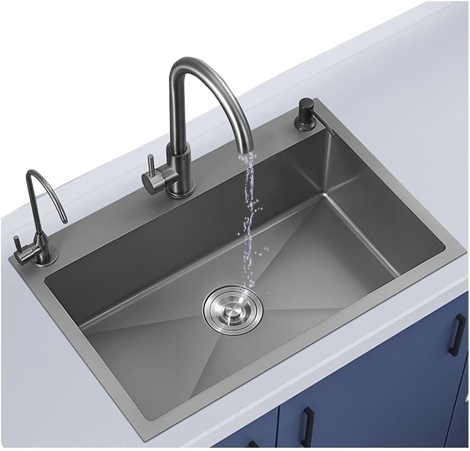 Single Bowl Kitchen Sink - Recessed or Mounted Kitchen Sink - 16 Gauge ...