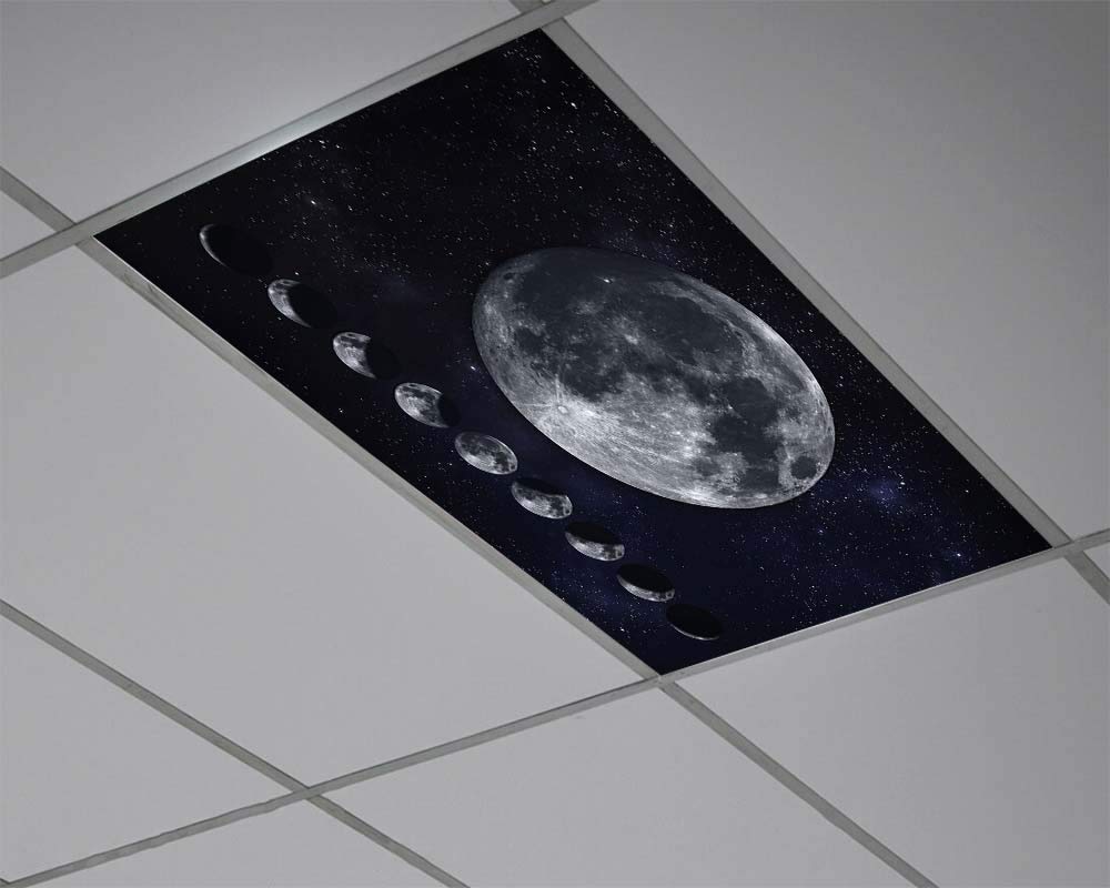 Moon Phases Fluorescent Light Covers 2x4 Giant Moon On Starry ...