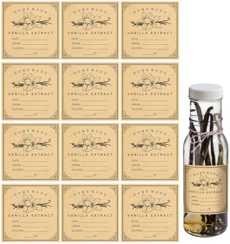 Amazon.com : 48 Pack Kraft Homemade Vanilla Extract Stickers 1.5×2 inch ...