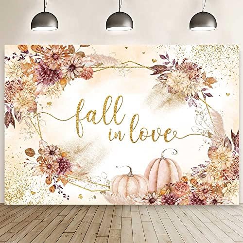 Amazon.com : Rsuuinu 7x5ft Fall in Love Backdrop Pumpkin Floral Wedding ...