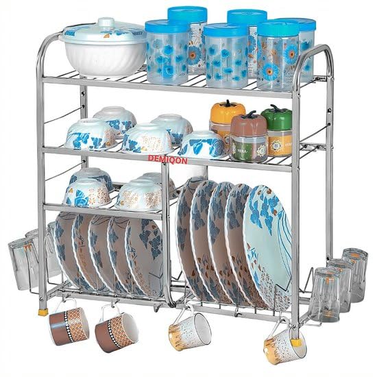 DEMIQON 4 Shelf Kitchen Rack | Bartan Rakhane Vala Rack | Dish Rack ...