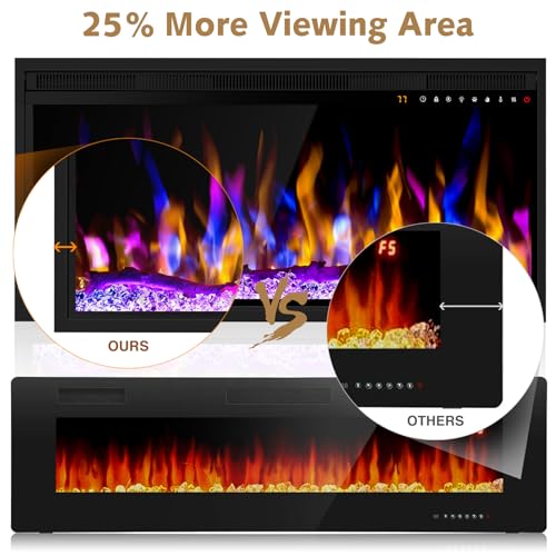 ALPACA 36 Inch Electric Fireplace Heater, Recessed in-Wall and Wall ...