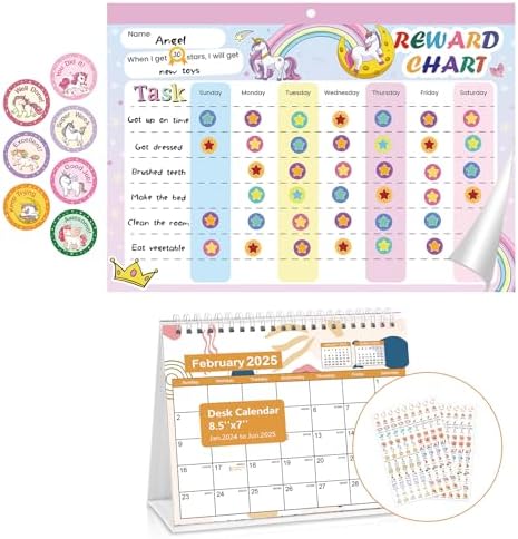 Amazon.com : Desk Calendar and Reward Chart for Kids - Magnetic ...