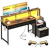 Amazon.com: AODK 55-Inch Computer Desk with File Cabinet and Fabric ...