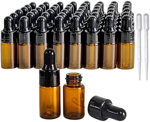 Amazon.com: AGENIZ 50 Pcs 5ml Amber Mini Dropper Bottles Essential Oils ...