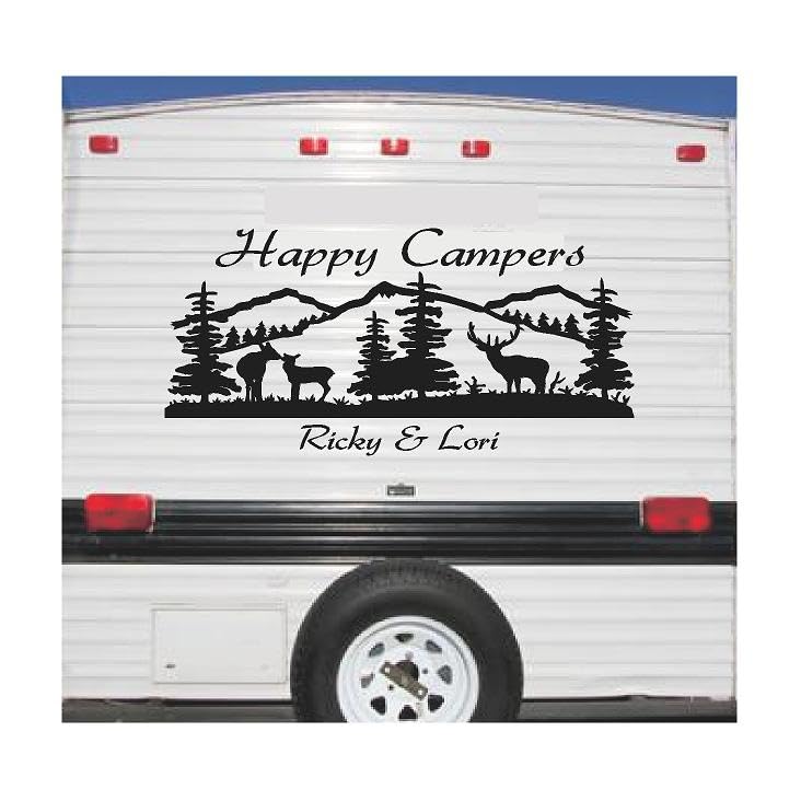 Amazon.com: Personalized Deer Landscape Camper Decal Stickers/RV Camper ...