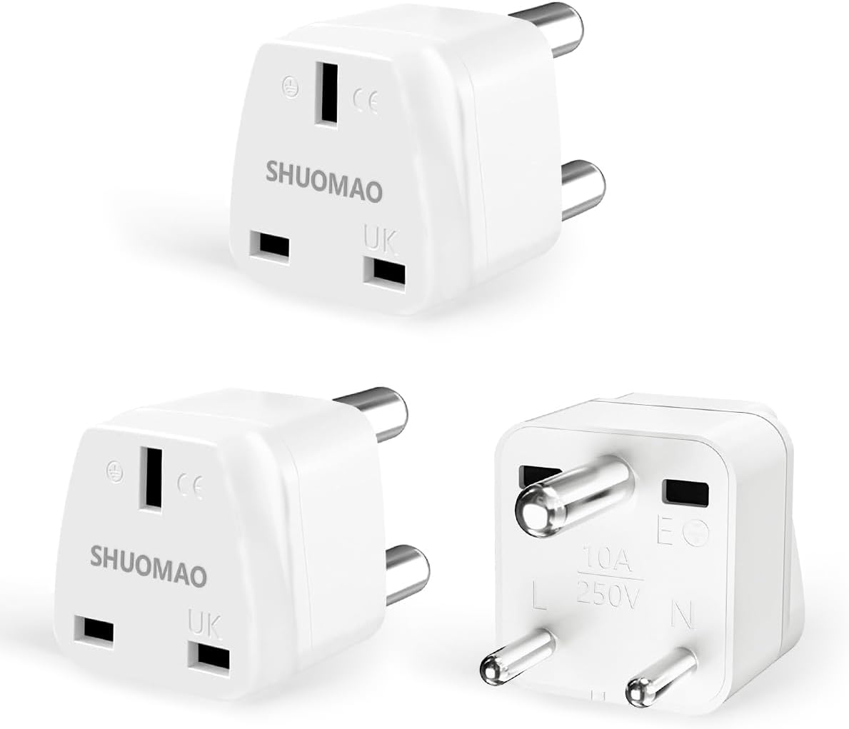 TEC UK - 2 X UK to India Travel Adapter, 3 Pin Prong Plugs for Visitor ...
