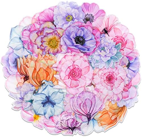 Amazon.com: 80 Pieces Large Size Transparent Waterproof Flower Stickers ...