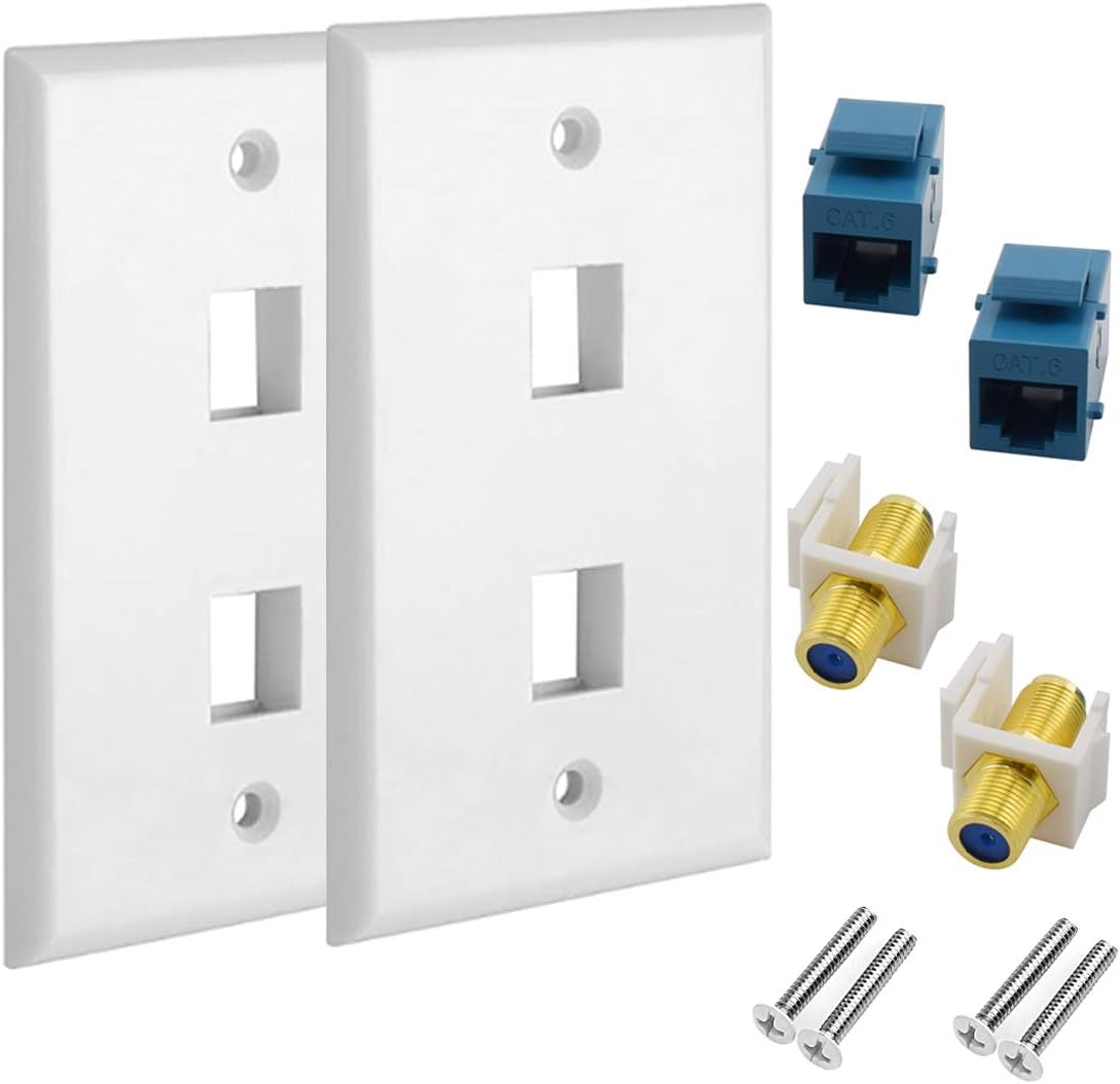 Amazon.com: OZXNO 2-Port Ethernet Coax Wall Plate, CAT6 RJ45 Female to ...
