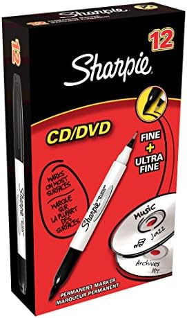 Sharpie CD/DVD Permanent Marker Fine & Ultra Fine Tip - Black (Box of ...