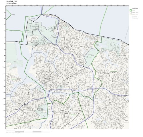 ZIP Code Wall Map of Norfolk, VA ZIP Code Map Laminated: Amazon.com ...