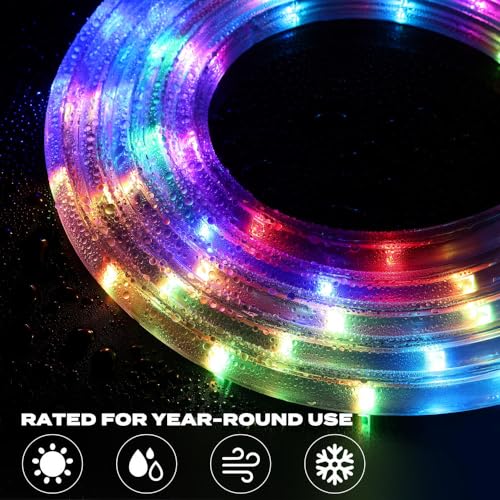 BrightLux 12ft Color Flow LED Linkable Rope Light | RGB Color Changing ...