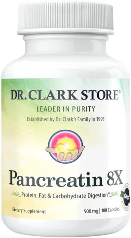 Amazon.com: Dr. Clark Pancreatin 8X Enzyme Supplement 500mg | Several ...