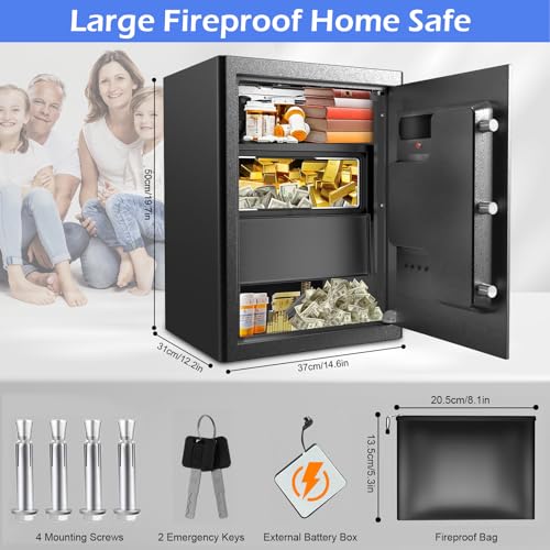 Snapklik.com : 3.2 Cub Large Home Safe Fireproof Waterproof Inner ...