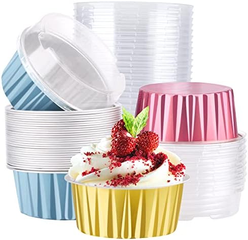 Amazon.com: Aluminum Baking Cups with Lids, OYEL 30pcs 5oz Disposable ...